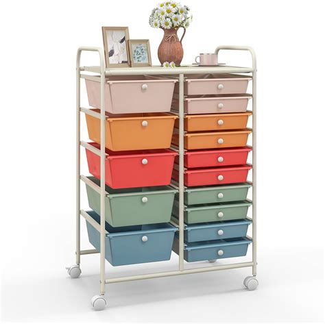 Giantex 15 Drawers Rolling Cart Classroom Organizers