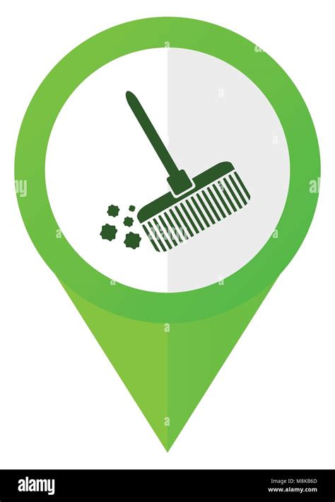 Broom Green Pointer Vector Icon In Eps 10 Isolated On White Background