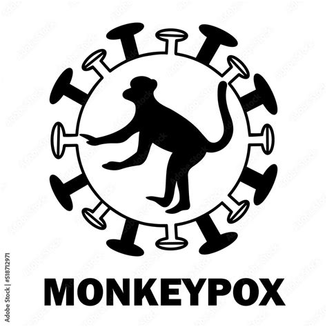 Monkeypox Virus Vector Icon Silhouette Of A Monkey Inside A Round