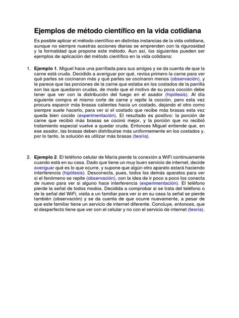 Ejemplos De Método Científico En La Vida Cotidiana Pdf