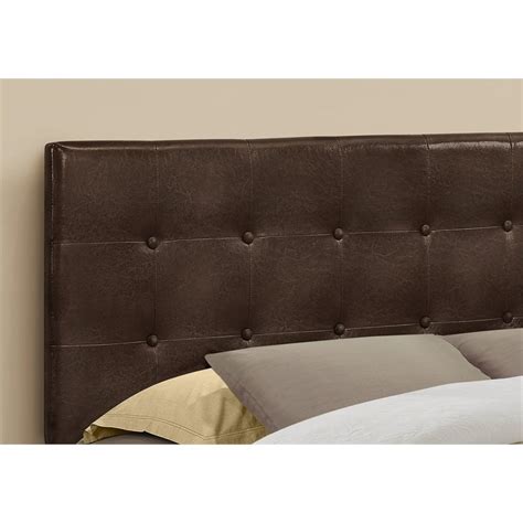 Monarch Queen Faux Leather Button Tufted Upholstered Panel Headboard In
