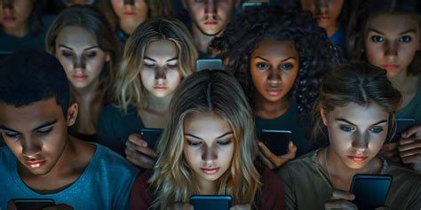 Premium Photo Consumed By The Allure Of Social Media Glued To The