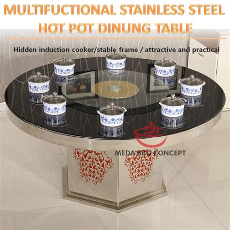 China Customized Stainless Steel And Tempered Glass Buffet Table