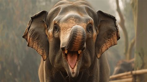Asian Elephant Eating Smiling Elephant Funny Elephant Background
