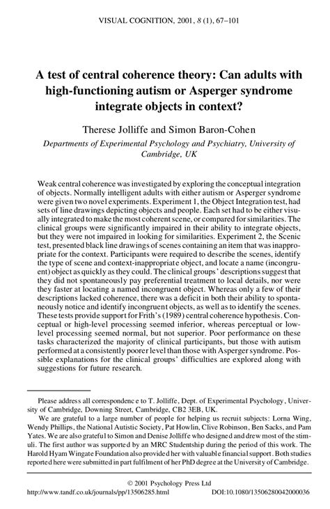 Pdf A Test Of Central Coherence Theory Can Adults With High