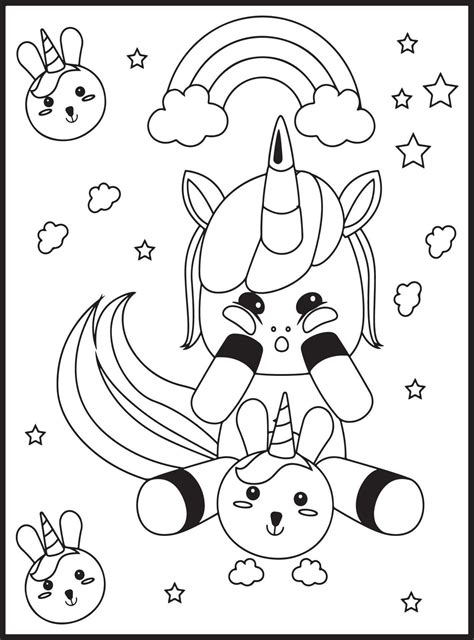 Lindos Desenhos De Unicórnio Kawaii Para Colorir 19549133 Vetor No Vecteezy