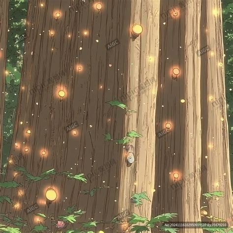 Ai创作图丛林萤火虫 萤火虫插画 萤火虫之夜插画海报 森林治愈系 萤火虫之森 森林晚会插画 秘密树屋插画 手绘儿插森林 萤火虫夜晚挂画 萤火虫