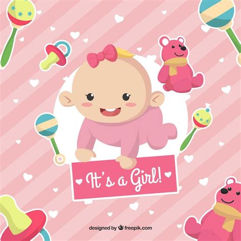 Fondo Lindo Rosa De Es Una Niña Vector Premium
