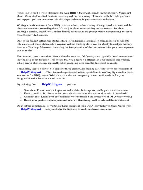 How To Write A Thesis Statement For Dbq Pdf Essays Thesis