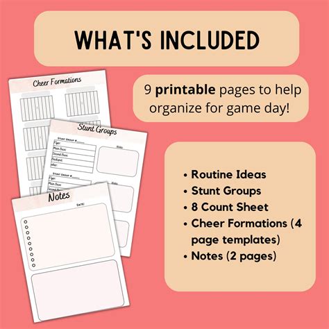 Cheer Routine Planner Routine Planner Printable Cheer Planner Cheer Binder Etsy