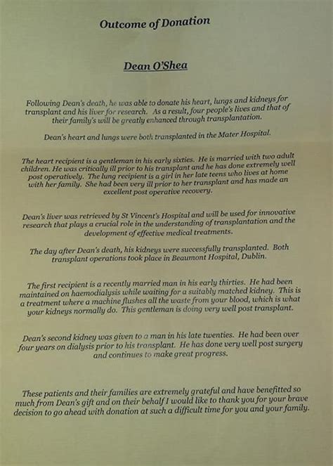 Organs Of Tragic Teen Dean Oshea Saves Four Lives Extra Ie