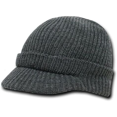 Knit Jeep Watch Cap Visor Beanie Charcoal Grey Cs110dl15y Visor