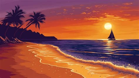 Dessin De Coucher De Soleil Coloriage été 2 Palmier Coucher De