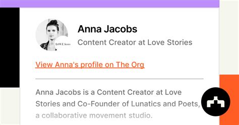 Anna Jacobs Content Creator At Love Stories The Org