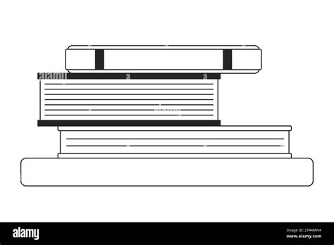 Stacked Books Textbooks Black And White 2d Line Cartoon Object Stock