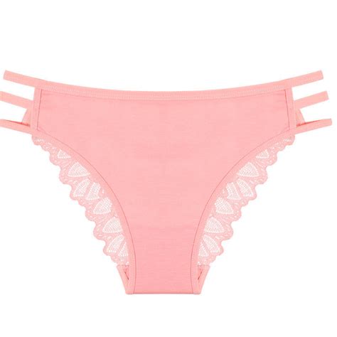 Sexy Low Rise Panties With Lace Trim And Cotton Fabric Mondaylingerie