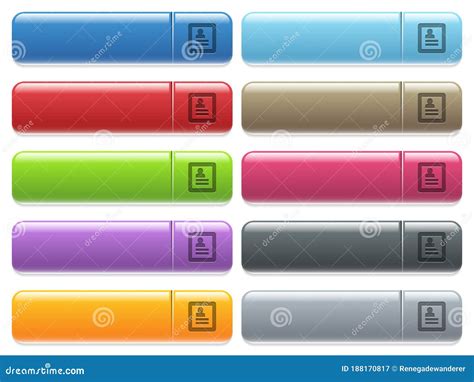 user profile icons on color glossy rectangular menu button stock