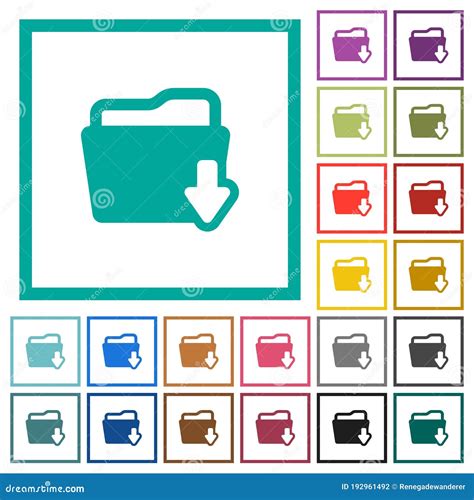 Download Folder Flat Color Icons With Quadrant Frames Stock Vector Illustration Of Outlines