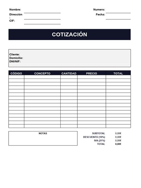 Ejemplos De Cotizaciones En Word Pdf