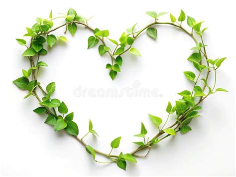 Elegant Heartshaped Green Leaves Twining Vine On A Crisp White