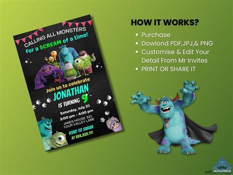 High Resolution Monsters Inc Birthday Invitations Template Birthday