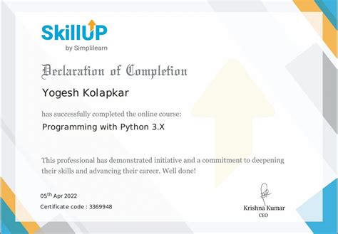 Earned A Python 3x Certificate Yogesh Kolapkar Posted On The Topic