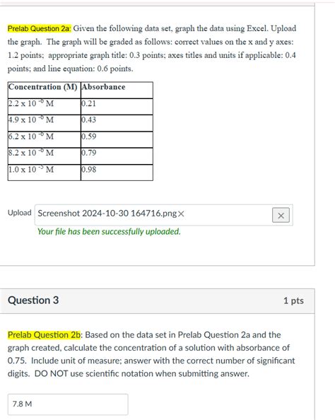 Solved Prelab Question 2a Given The Following Data Set