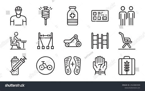 Physiotherapy Rehabilitation Prosthetics Editable Stroke Outline Stock