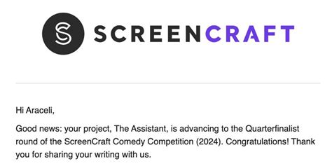 Excited To Announce That My Hour Long Pilot The Assistant Was Chosen As A Quarterfinalist In