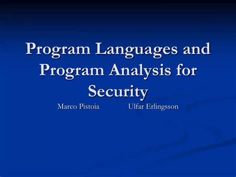 Ppt Program Languages And Program Analysis For Security Powerpoint
