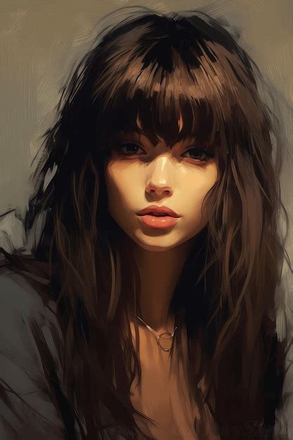Premium Ai Image A Model With Long Brown Hair And A Gold Necklace