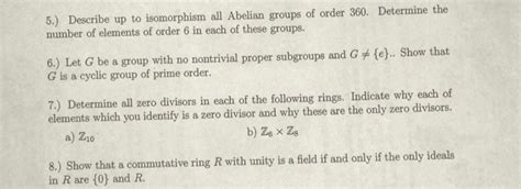 solved 5 describe up to isomorphism all abelian groups of