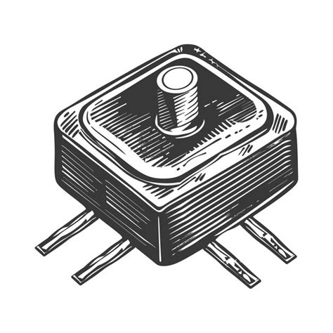 Desenho Detalhado De Um único Interruptor De Botão De Pressão Vetor