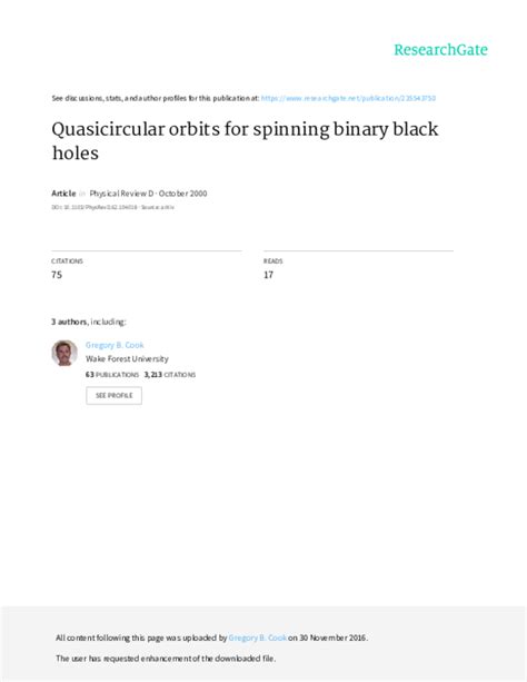 Pdf Quasicircular Orbits For Spinning Binary Black Holes