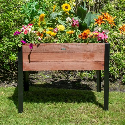 Wide Wood Raised Rectangle Planter Linen Chest
