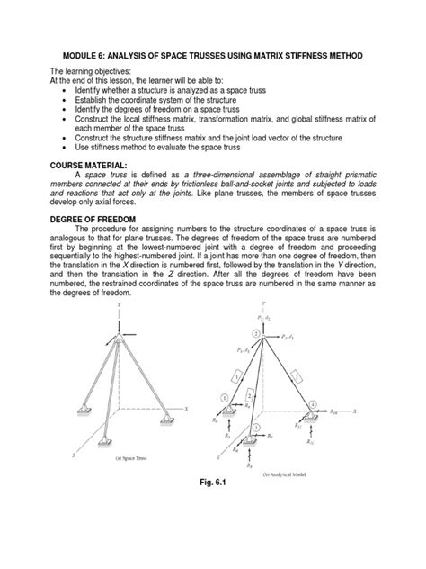Matrix Stiffness Method For Analysis Of Space Trusses A Step By Step