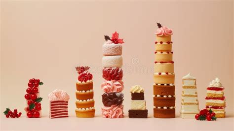 Assorted Holiday Themed Mini Cakes On Pastel Background Stock Image Image Of Cakes Theme