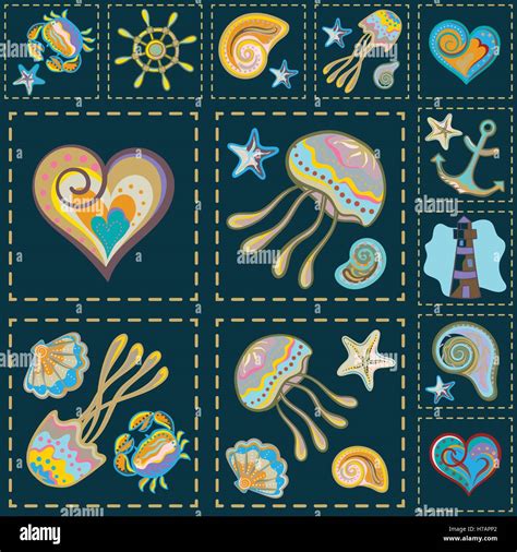 Vector Marine Seamless Pattern Sea Patchwork Stock Vector Image And Art