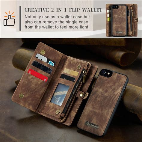 Caseme Iphone 7 Wallet Case With Wrist Strap Coffee