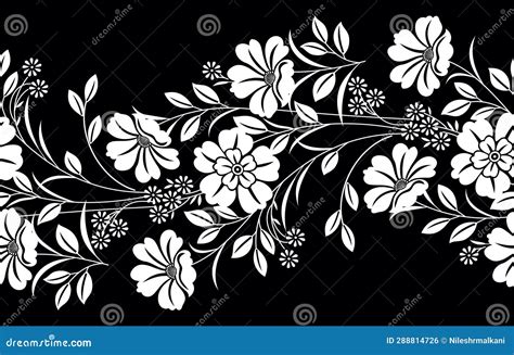 Seamless Vector Lacy Flower Border Design Stock Illustration
