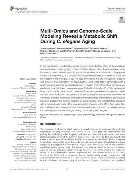 Pdf Multi Omics And Genome Scale Modeling Reveal A Metabolic Shift