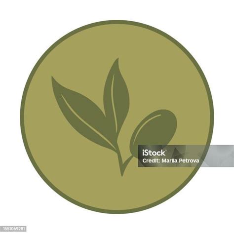 Emblème De Rameau Dolivier De Forme Ronde Isolé Sur Fond Blanc