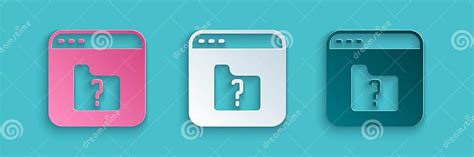 Paper Cut File Missing Icon Isolated On Blue Background Paper Art Style Stock Vector