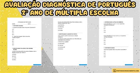 Arquivo De Avaliação Diagnóstica De Múltipla Escolha De Português 2º