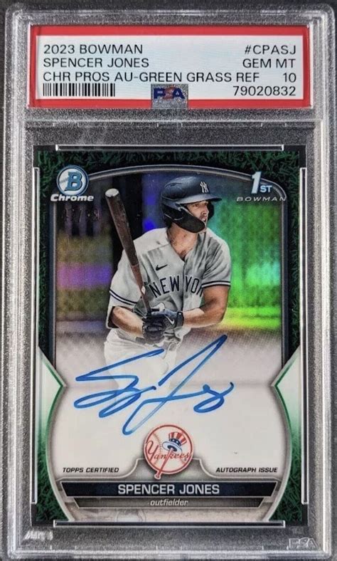 Spencer Jones 2023 Bowman Chrome Autograph Green Grass Refractor 99