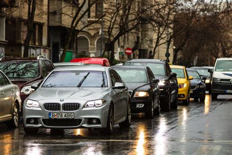Car Traffic At Rush Hour In Downtown Area Of The City Car Pollution Traffic Jam In The Morning