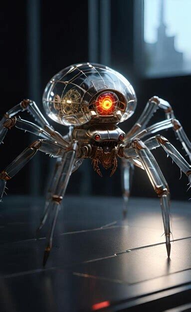 Premium Photo A Spider With A Red Light On Its Head