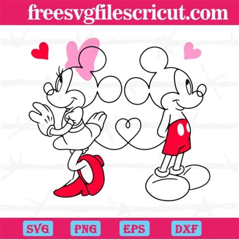 Mickey Mouse And Minnie Mouse Valentines Day Svg Png Dxf Eps Free