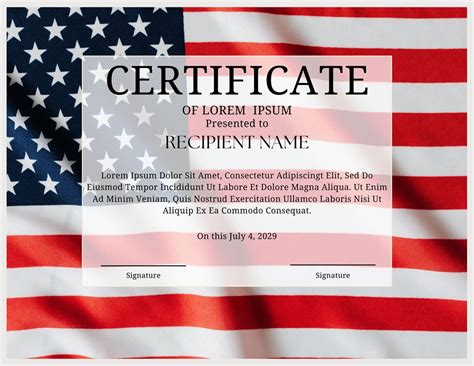 Editable American Flag Template Award Template Printable Etsy