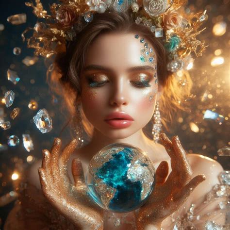 A Contemplative Female Magic Goddess Heal Deepest Earth And Humanity